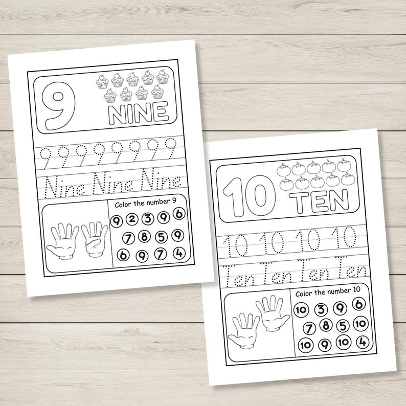 Preschool Numbers Tracing Worksheets,printable Kindergarten Number Word ...