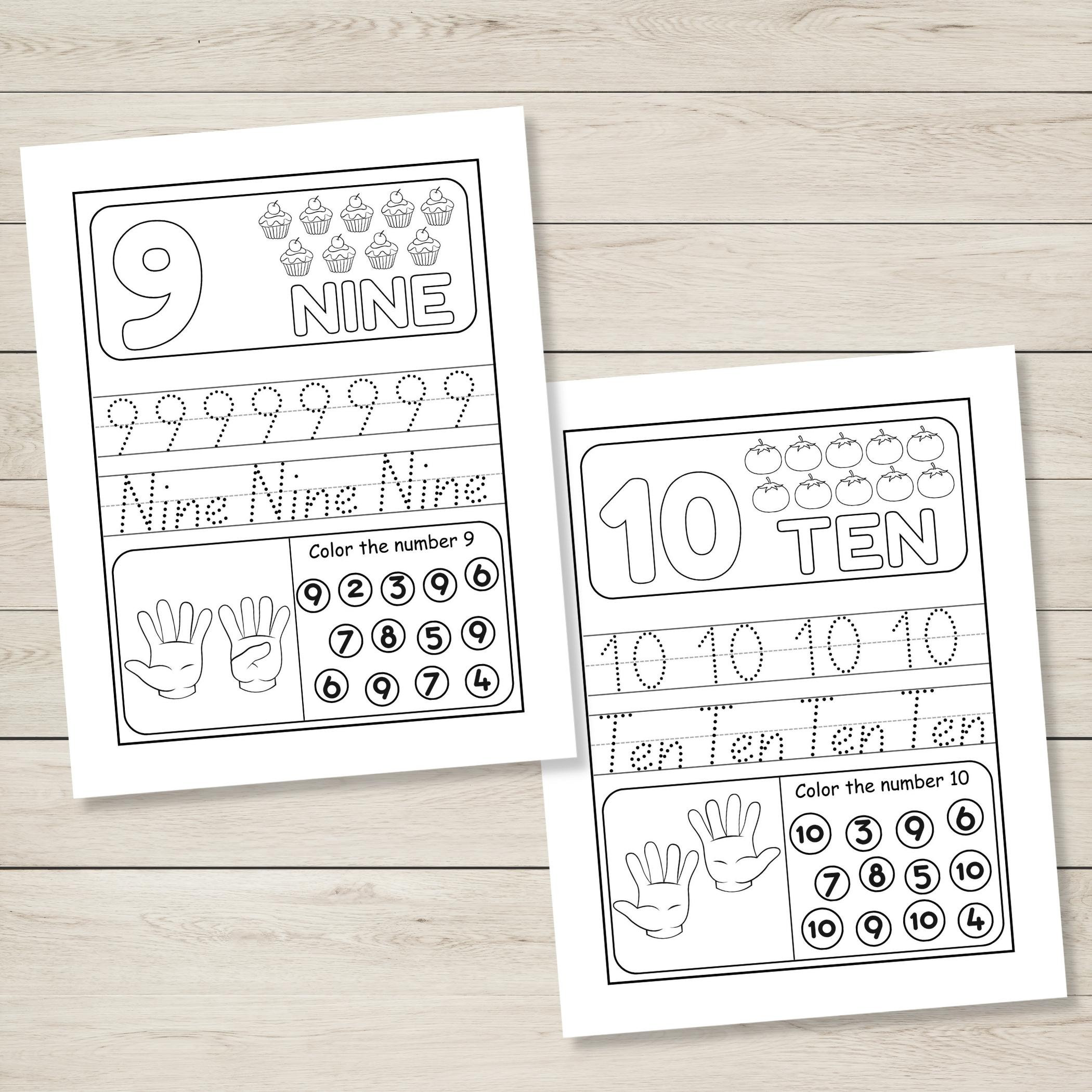 Preschool Numbers Tracing Worksheets,printable Kindergarten Number Word ...