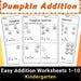 Halloween Pumpkin Addition Worksheets: Preschool and Kindergarten Math ...