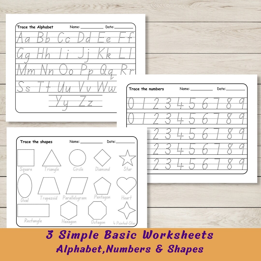 Alphabet Handwriting,number & Shape Tracing Worksheets,preschool ...