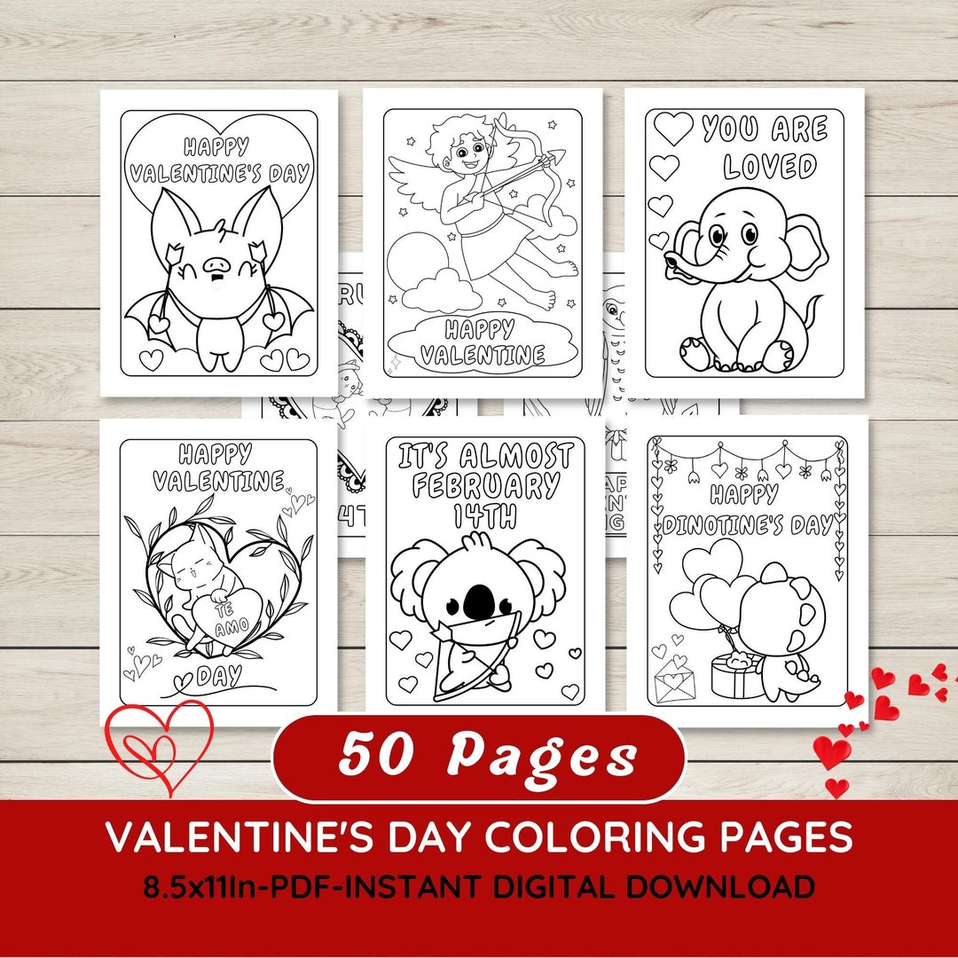 Valentine's Day Coloring Pages, Printable Valentines Coloring Sheets ...