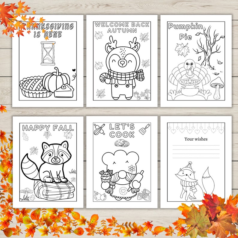 Thanksgiving Coloring Pages Fall Coloring Pages for Kids - Etsy