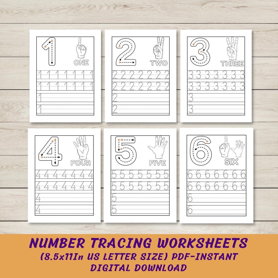 Number Tracing Worksheets for Preschool & Kindergarten Activities ...