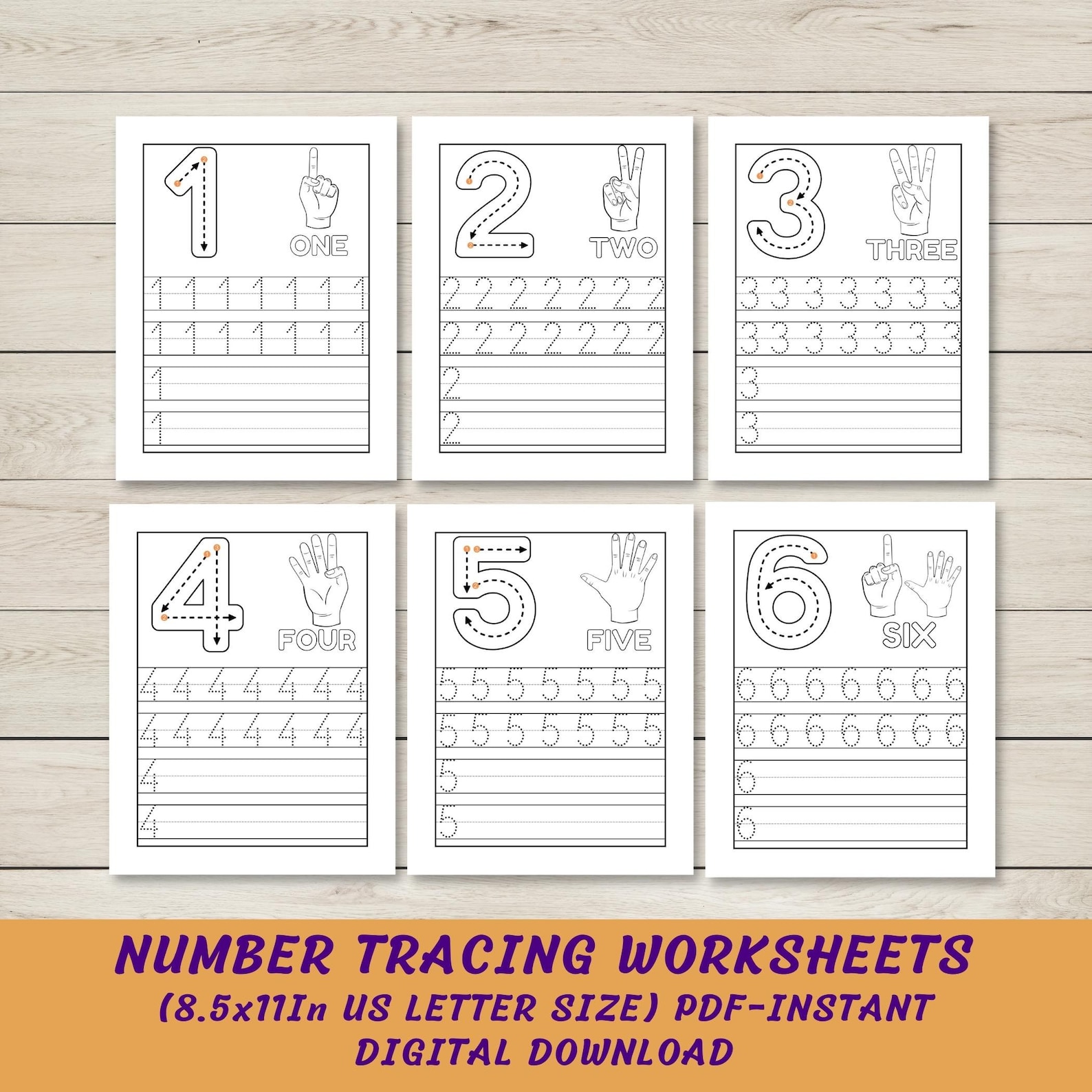Number Tracing Worksheets for Preschool & Kindergarten Activities ...