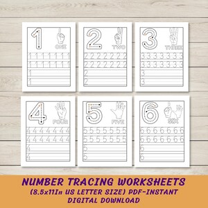 Number Tracing Worksheets for Preschool & Kindergarten Activities ...