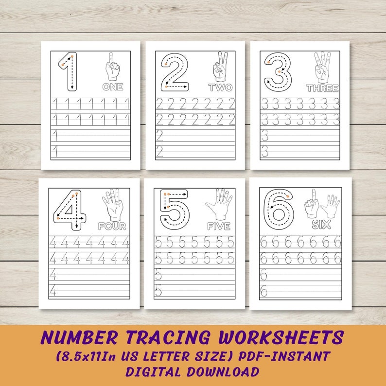 Number Tracing Worksheets for Preschool & Kindergarten Activities ...