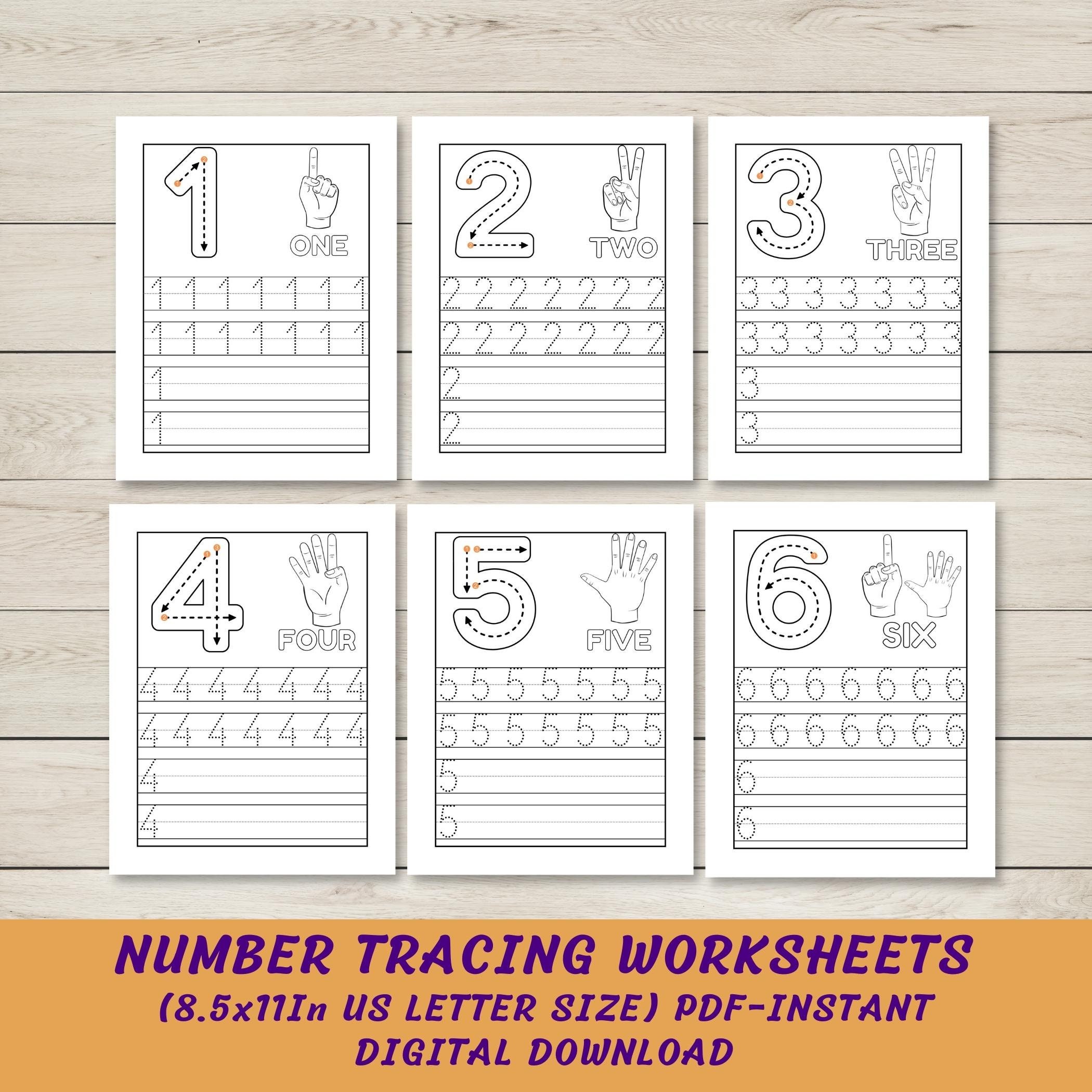 Number Tracing Worksheets for Preschool & Kindergarten Activities ...