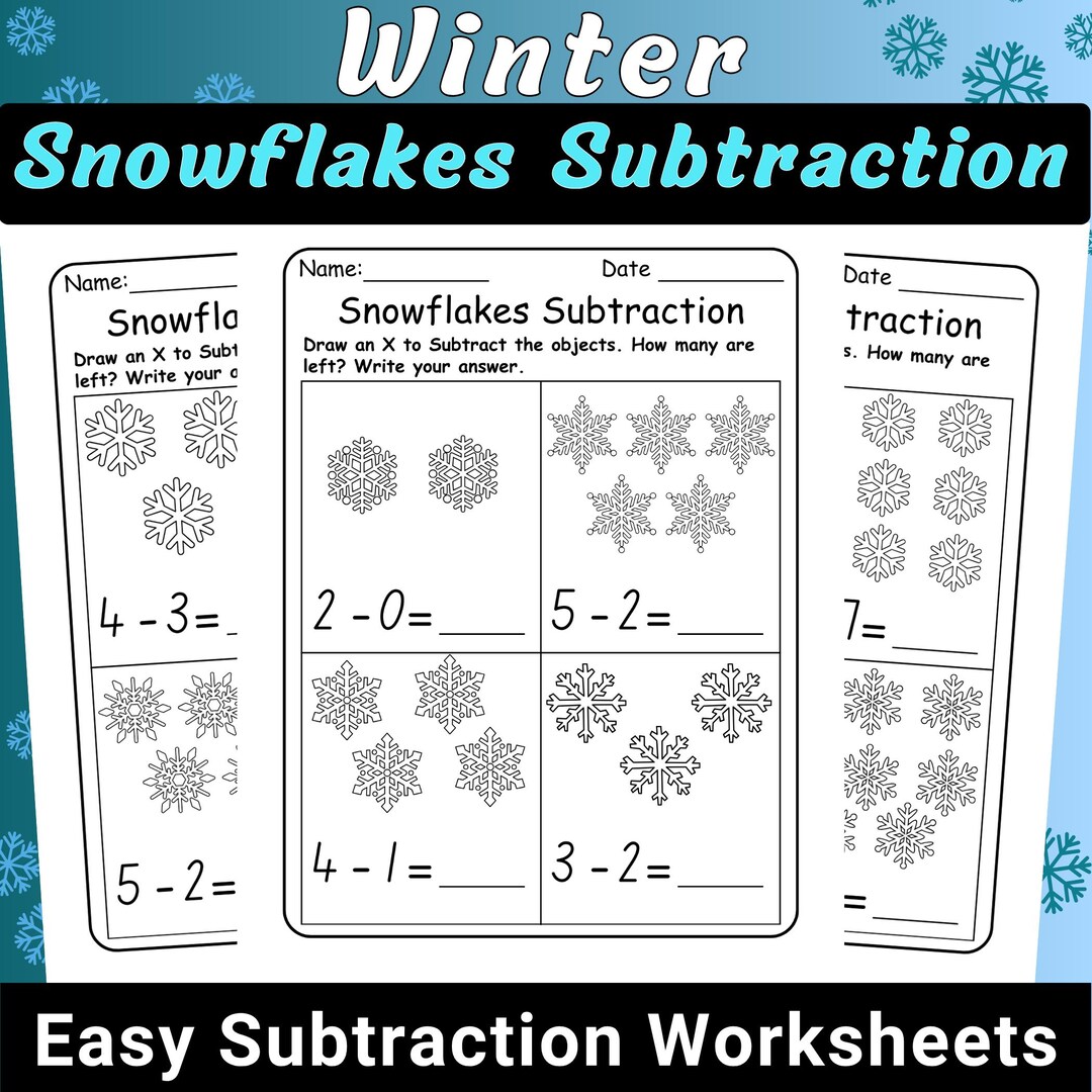 Snowflake Subtraction Worksheets Within 10 | Winter Math Activities for ...