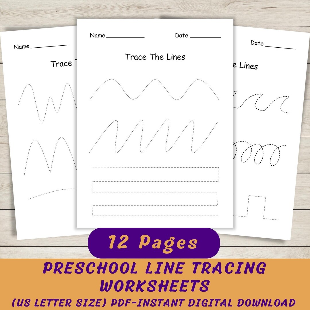 Preschool Line Tracing Worksheets,pre Handwriting Trace Lines Practice ...