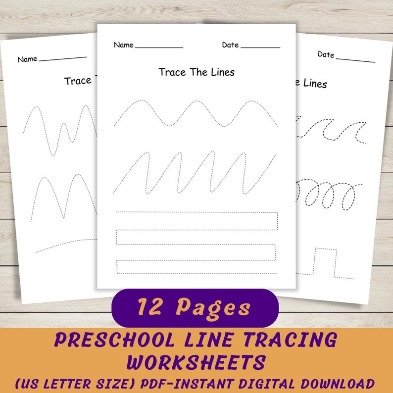Preschool Line Tracing Worksheets,pre Handwriting Trace Lines Practice ...