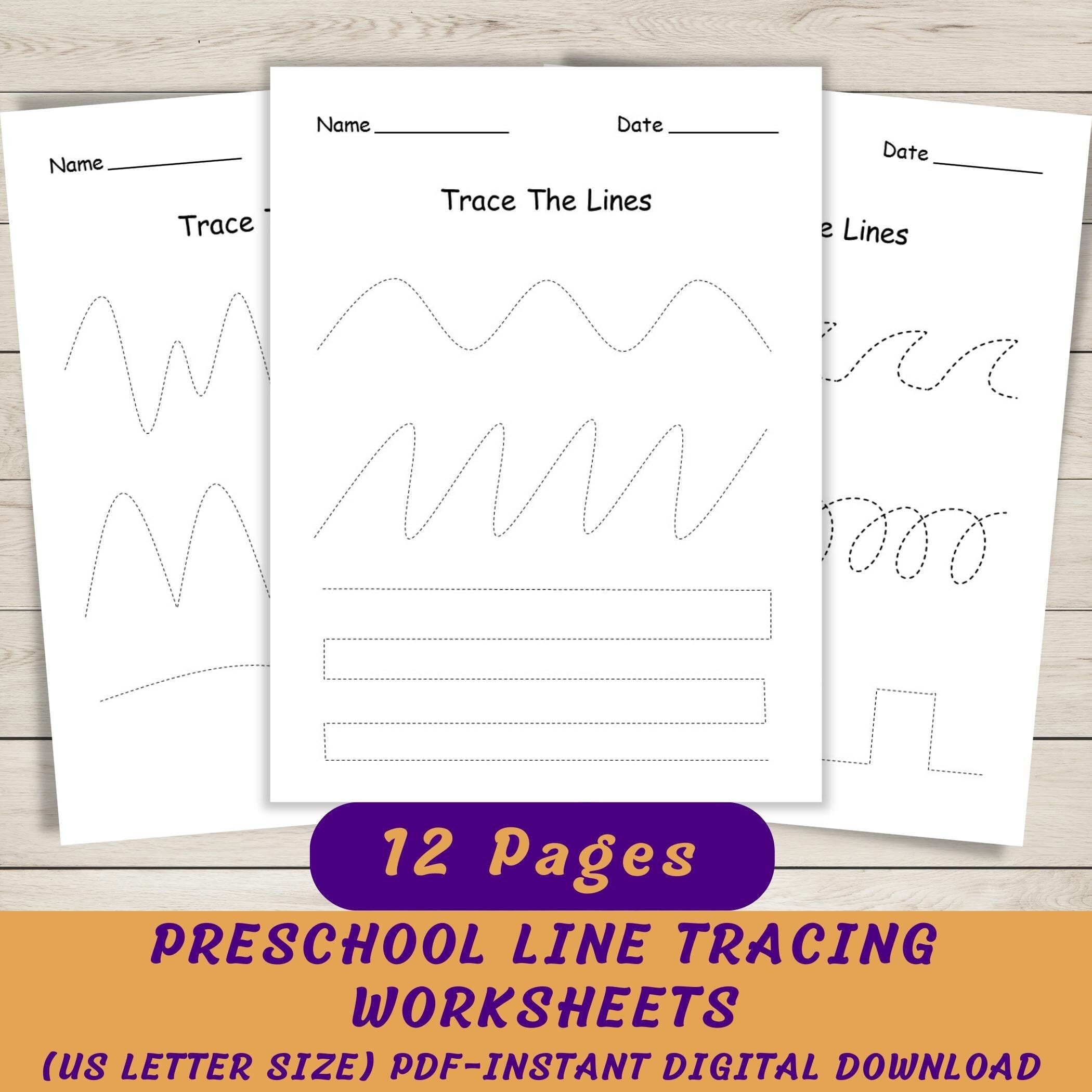 Preschool Line Tracing Worksheets,pre Handwriting Trace Lines Practice ...