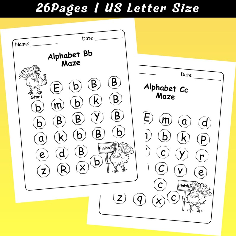 Printable Alphabet Maze Worksheets | ABC Letter Recognition Activities ...