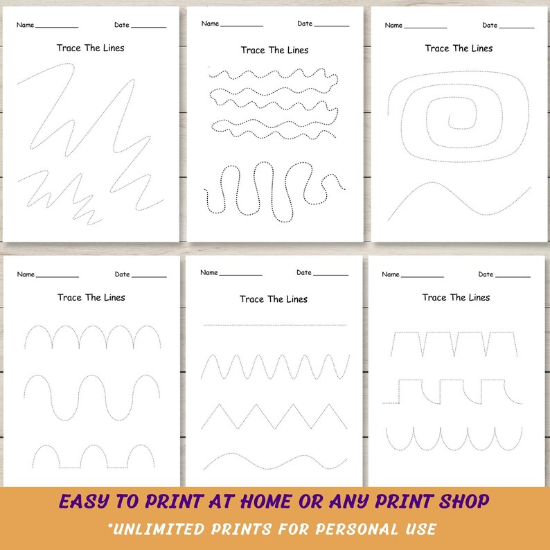Preschool Line Tracing Worksheets,pre Handwriting Trace Lines Practice ...