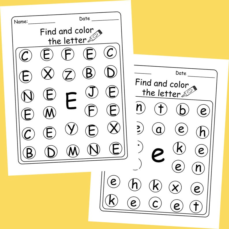 Alphabet Find and Color Worksheets: Preschool Letter Recognition ...