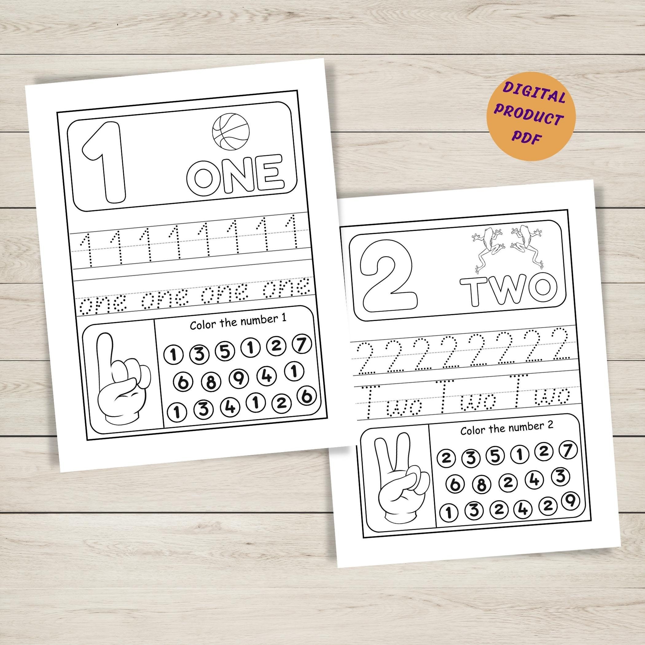 Preschool Numbers Tracing Worksheets,printable Kindergarten Number Word ...