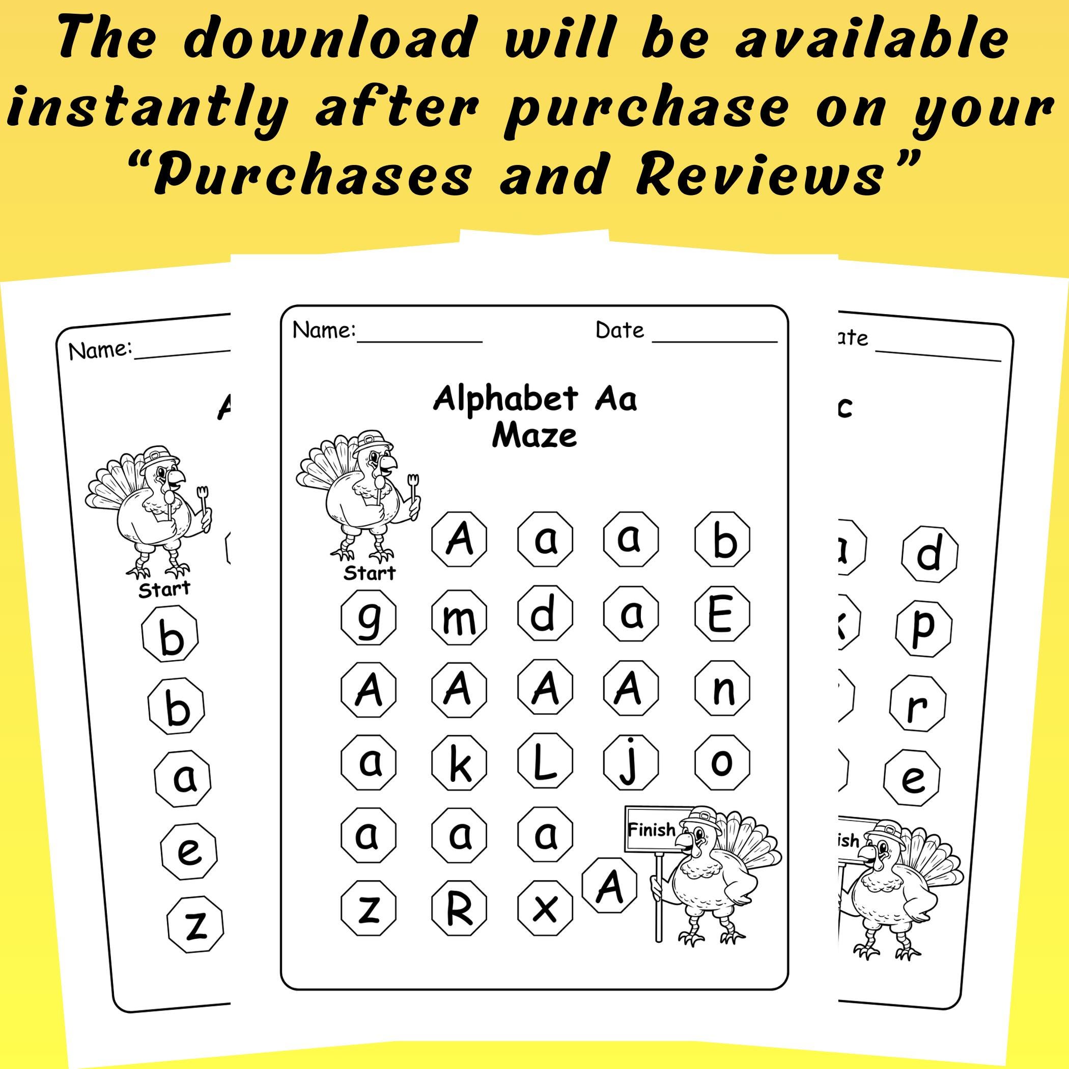 Printable Alphabet Maze Worksheets | ABC Letter Recognition Activities ...