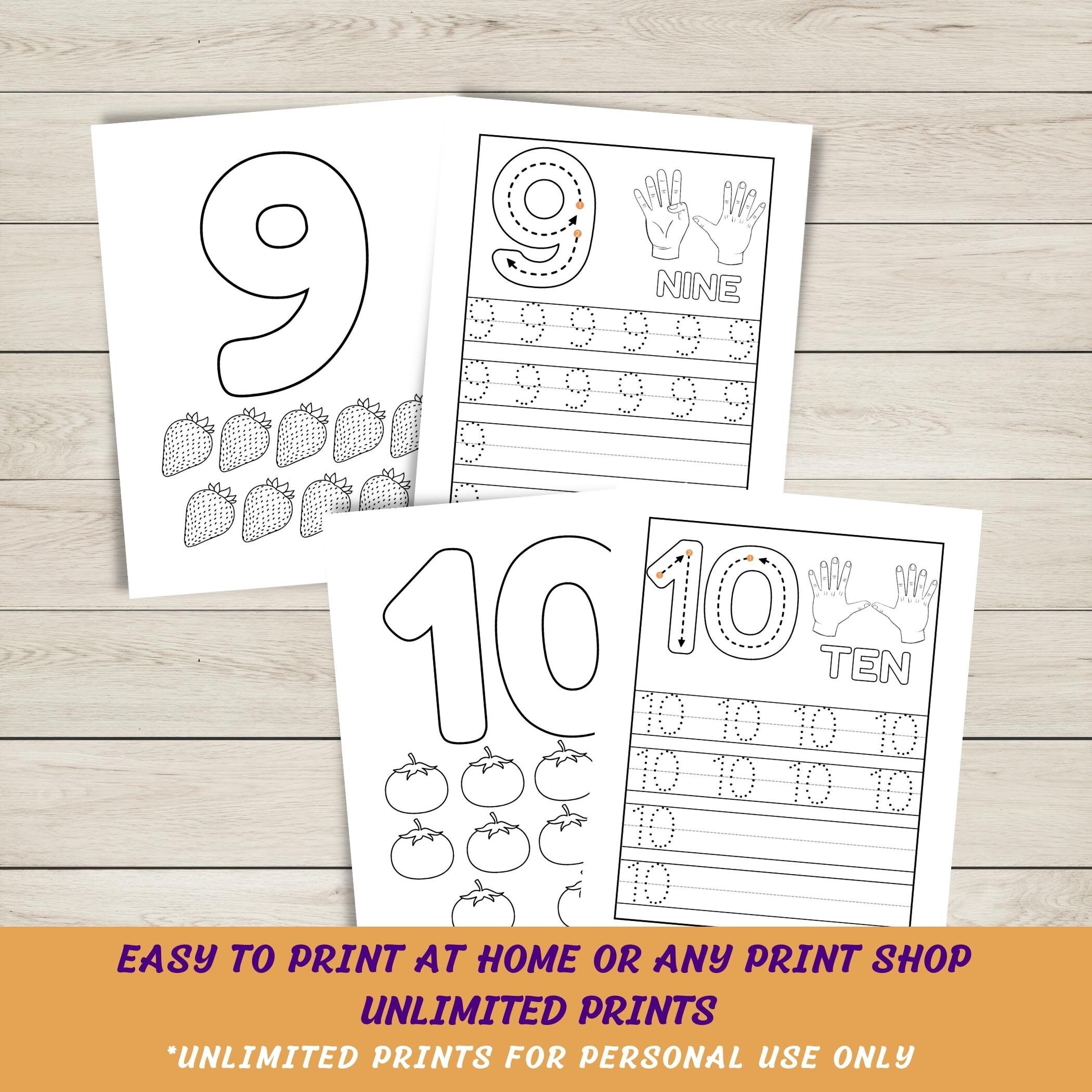 Number Tracing Worksheets for Preschool & Kindergarten Activities ...
