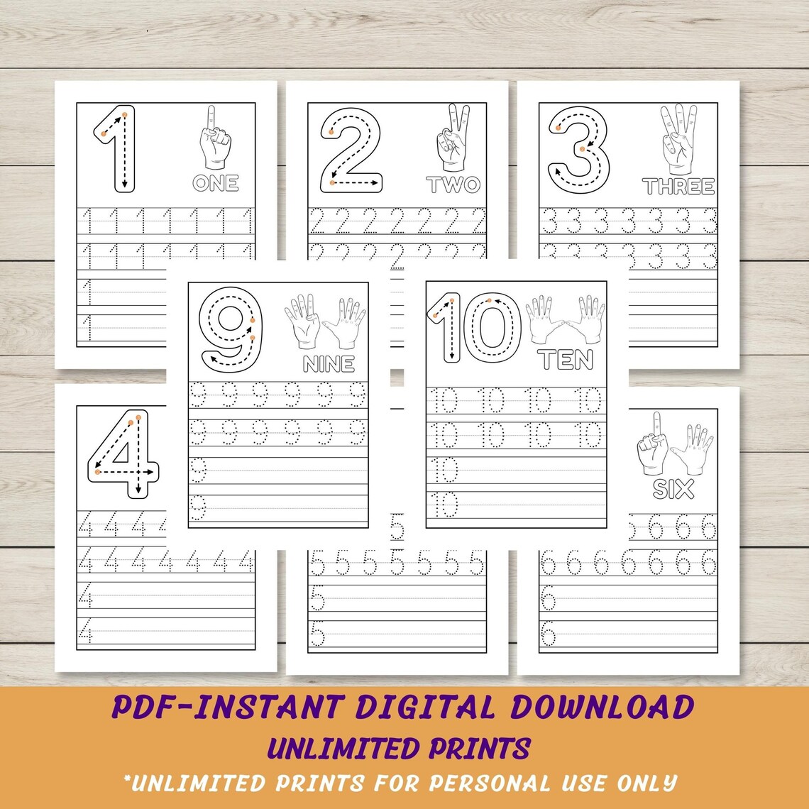 Number Tracing Worksheets for Preschool & Kindergarten Activities ...