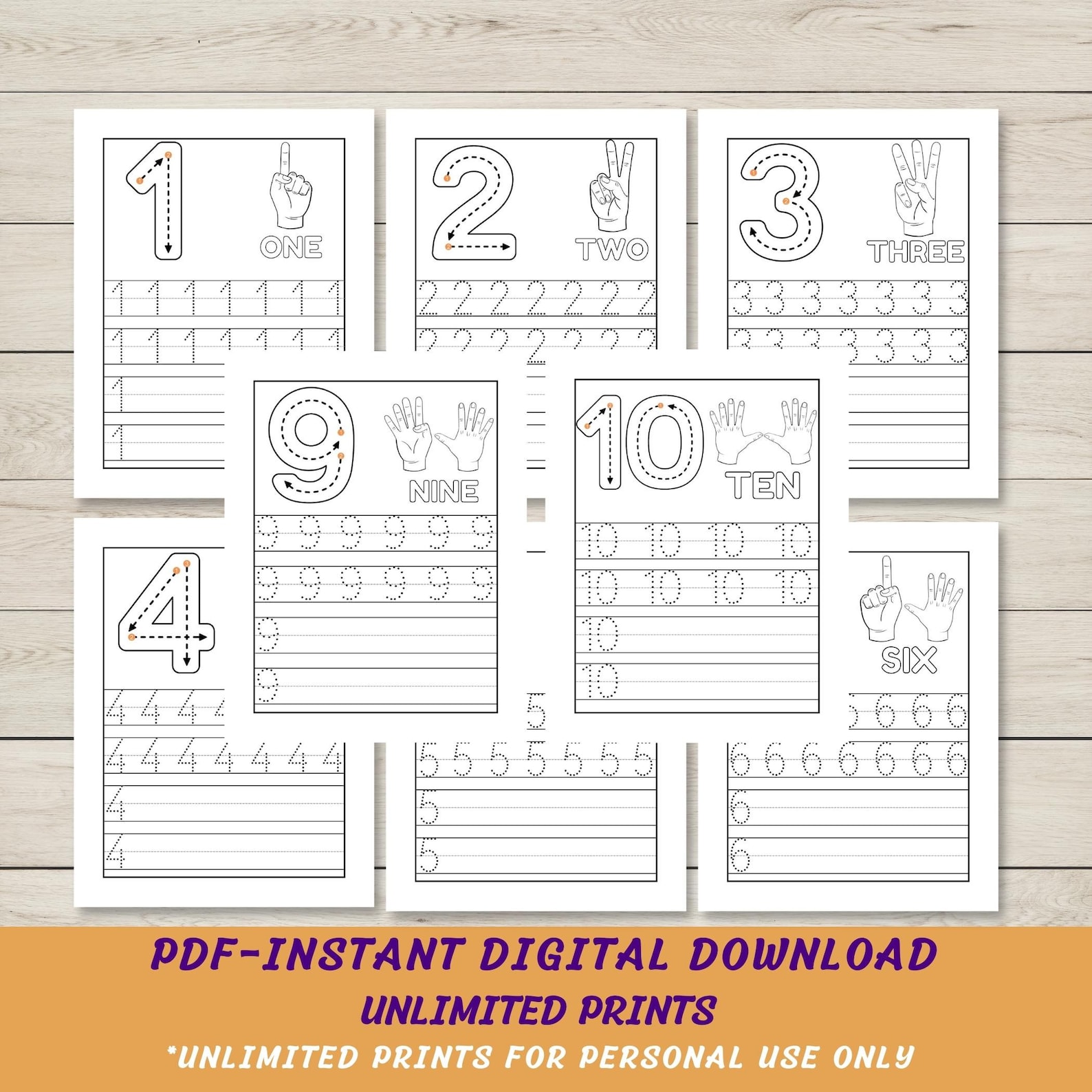 Number Tracing Worksheets for Preschool & Kindergarten Activities ...