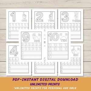 Number Tracing Worksheets for Preschool & Kindergarten Activities ...