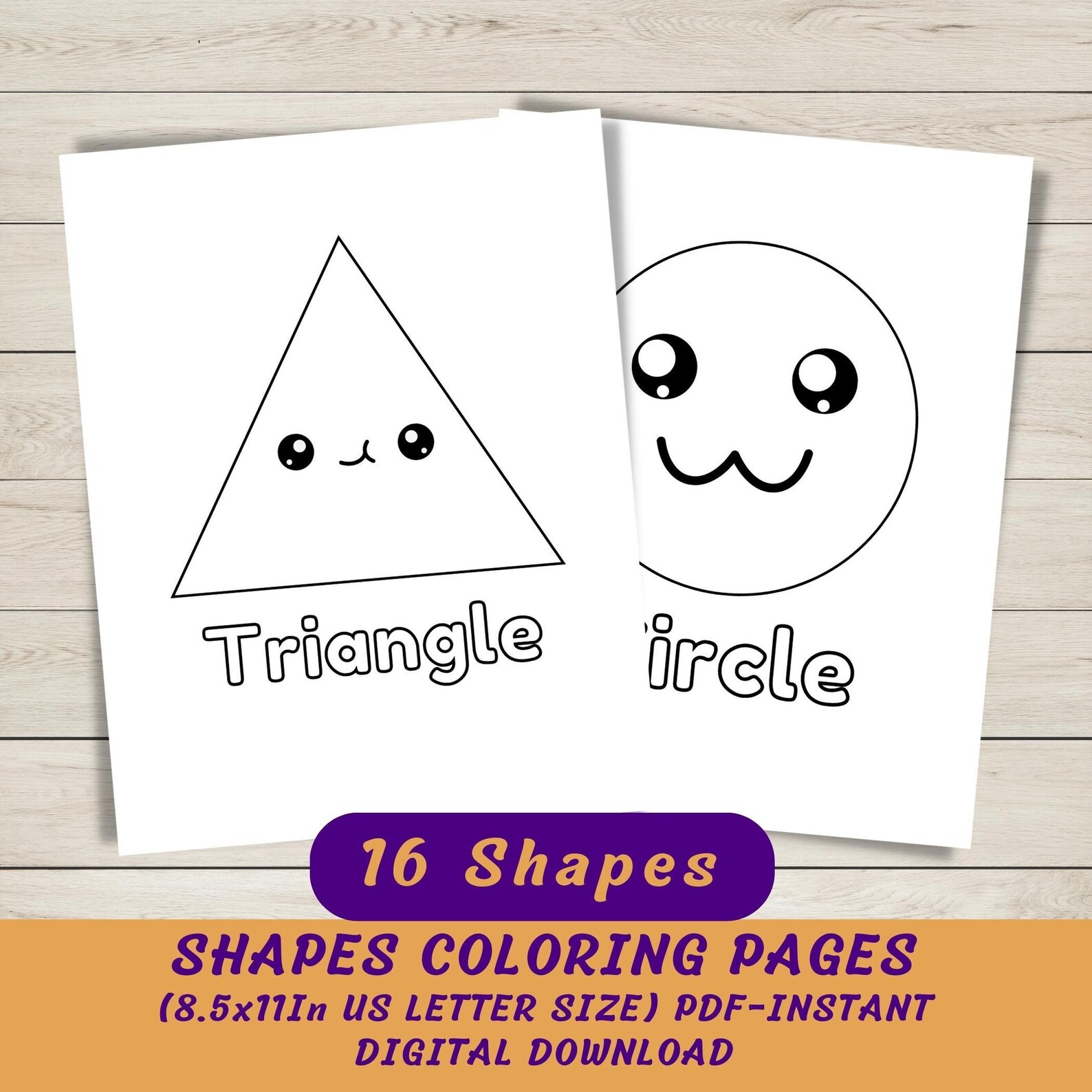 Cute Shapes Coloring Pages for Kids,printable Shape Worksheet for ...