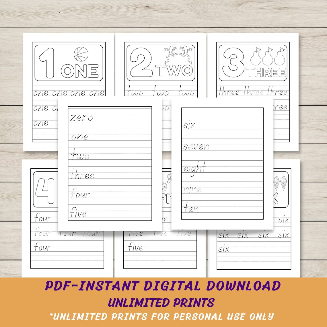 Number Words Tracing Worksheets for Kids,numbers in Letters Writing ...