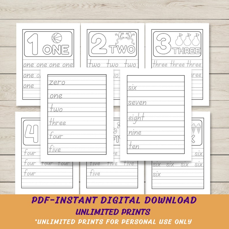 Number Words Tracing Worksheets for Kids,numbers in Letters Writing ...