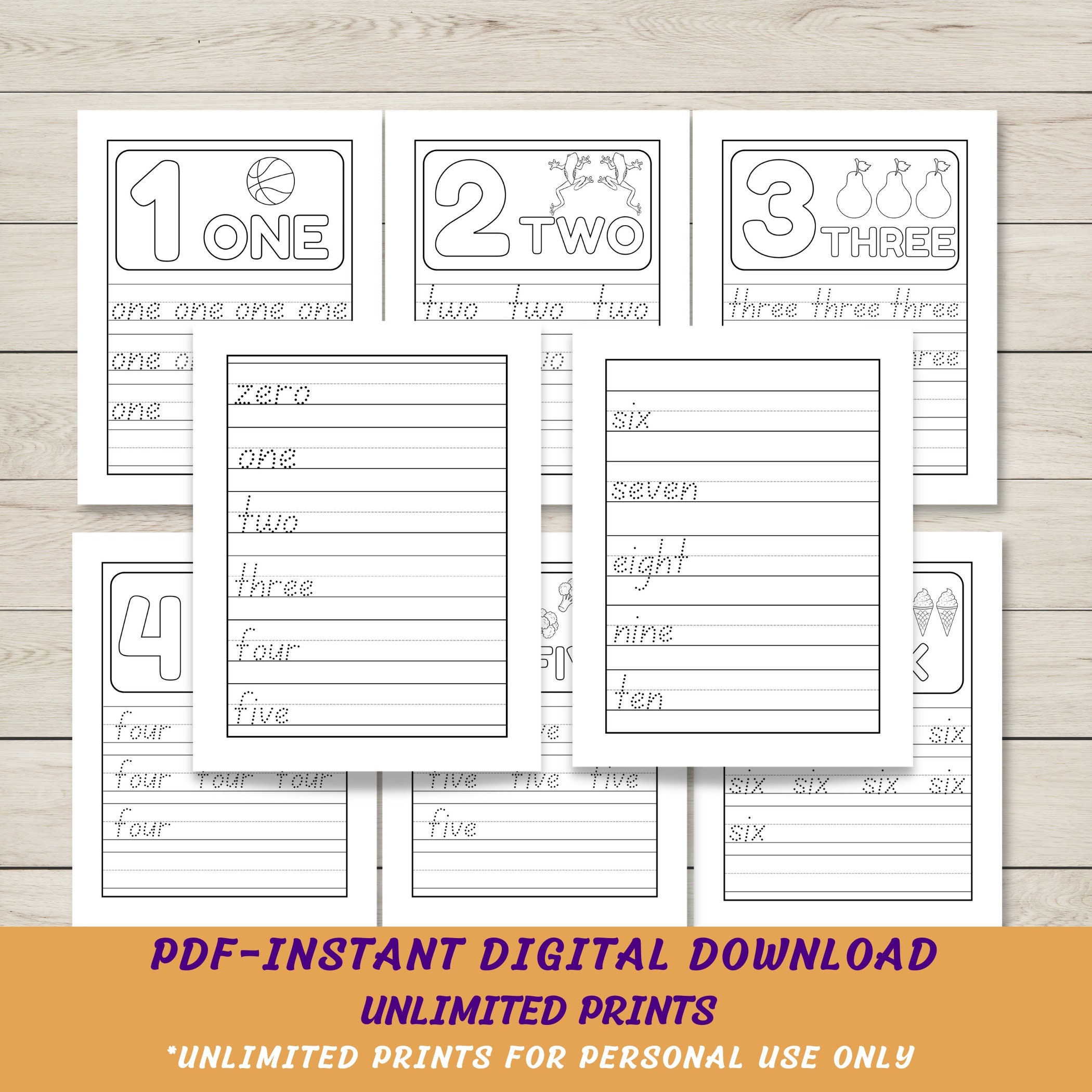 Number Words Tracing Worksheets for Kids,numbers in Letters Writing ...