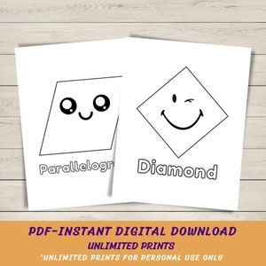 Cute Shapes Coloring Pages for Kids,printable Shape Worksheet for ...