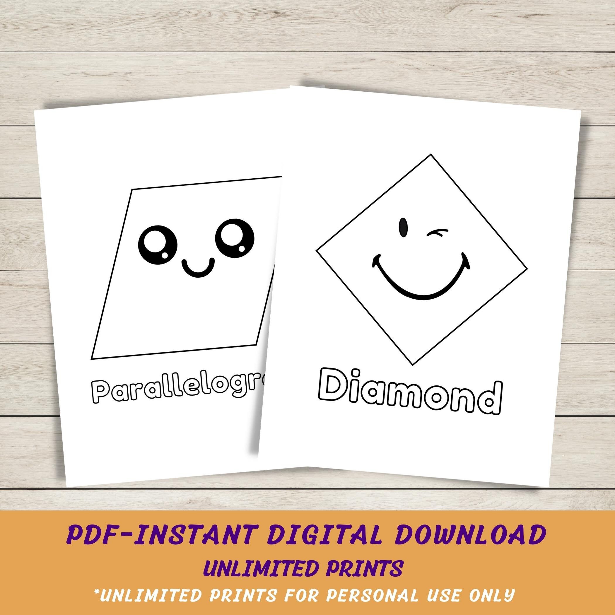 Cute Shapes Coloring Pages for Kids,printable Shape Worksheet for ...