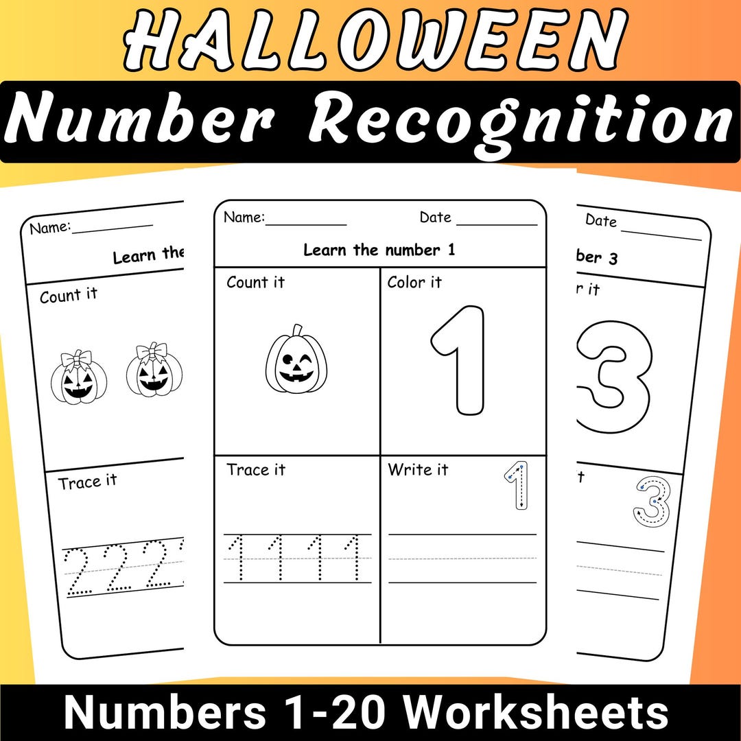Halloween Pumpkin Number Recognition Worksheets: Preschool and ...