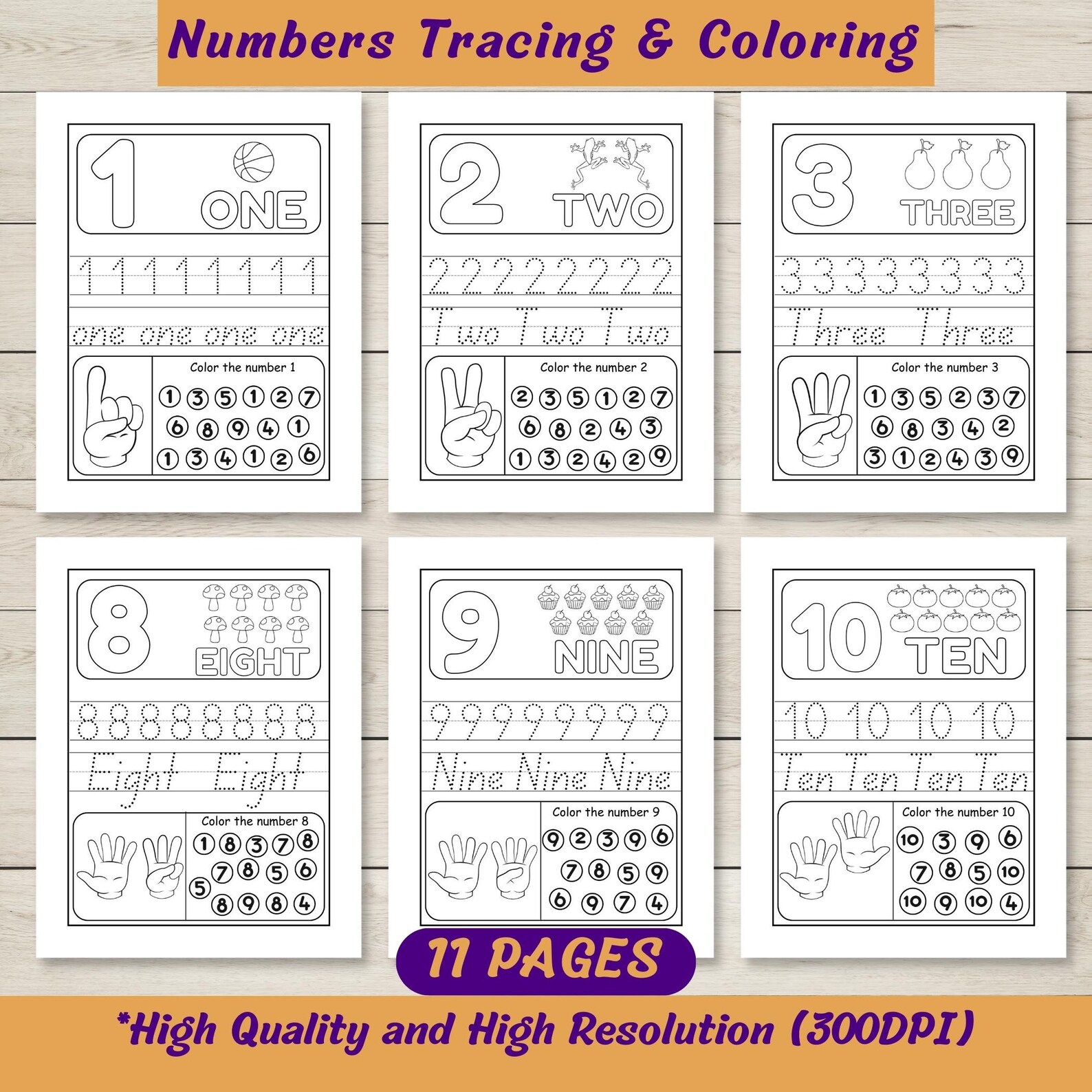 Preschool Numbers Tracing Worksheets,printable Kindergarten Number Word ...