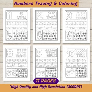 Preschool Numbers Tracing Worksheets,printable Kindergarten Number Word ...