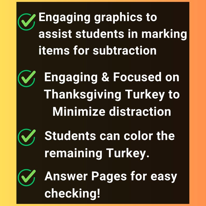 Turkey Subtraction Worksheets | Thanksgiving Math Activities (PDF) - Etsy