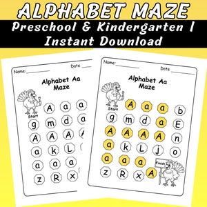 Printable Alphabet Maze Worksheets | ABC Letter Recognition Activities ...