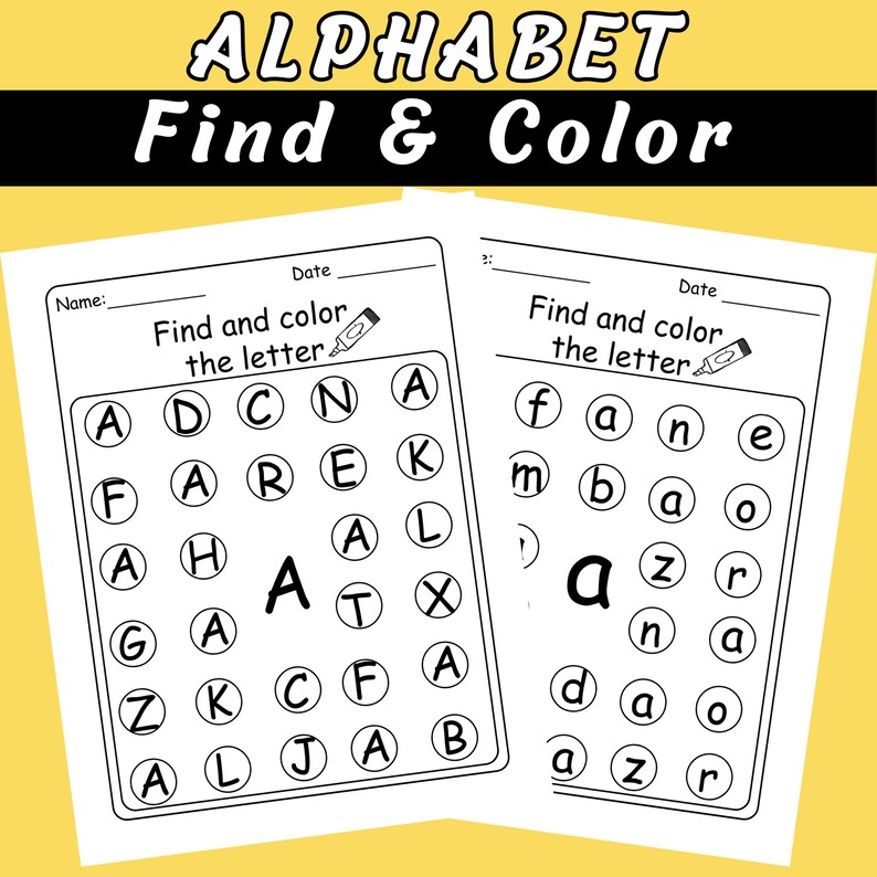 Alphabet Find and Color Worksheets: Preschool Letter Recognition ...