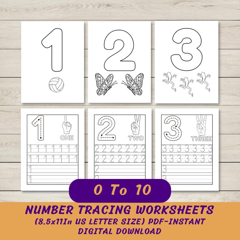 Number Tracing Worksheets for Preschool & Kindergarten Activities ...