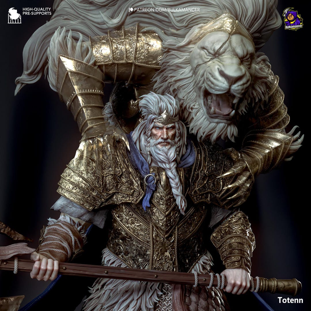 Barbarian With Lion Highly Detailed Figure Father & Son Hand Painted ...
