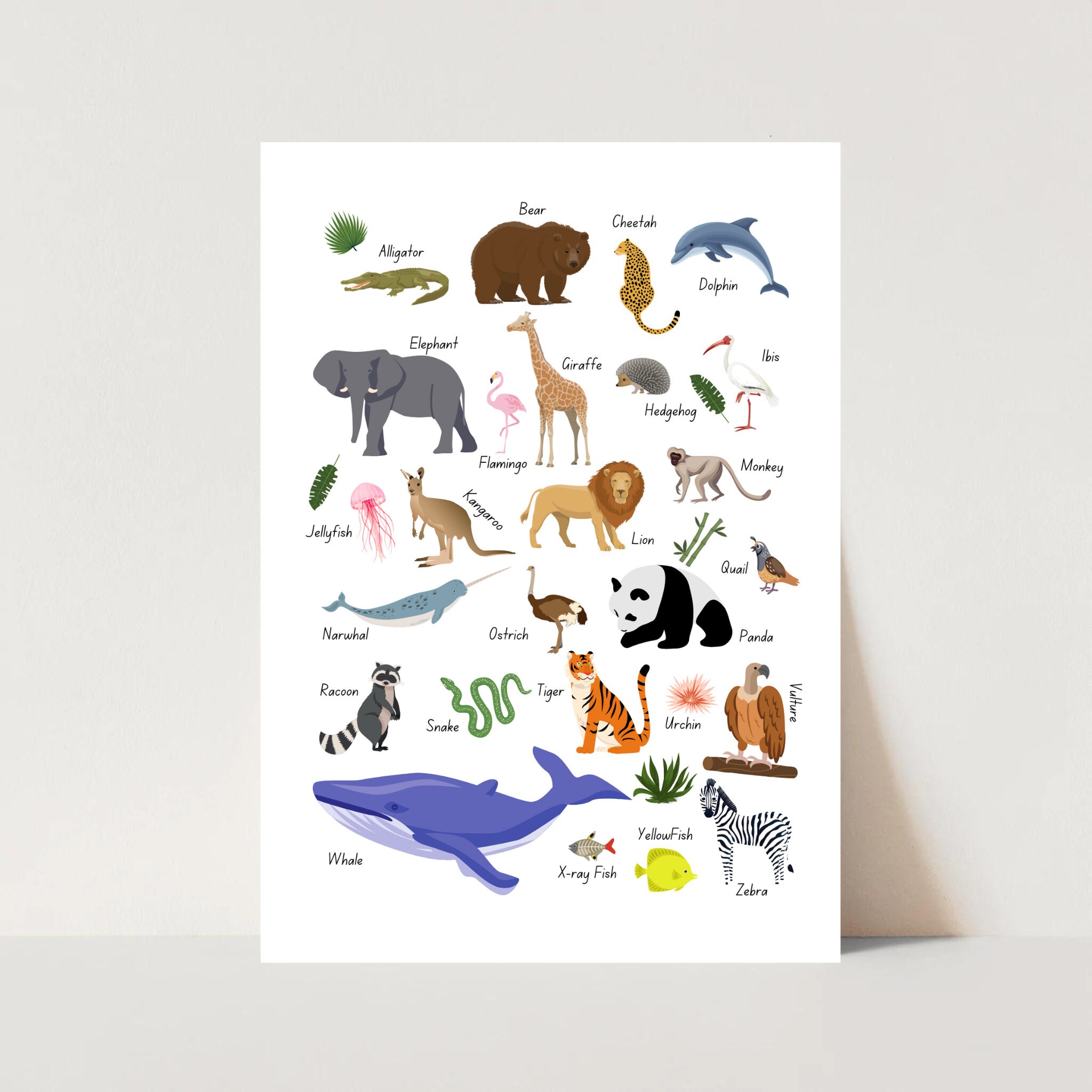 Animal Alphabet Print, Child and Toddler Learning, Nursery and Playroom ...
