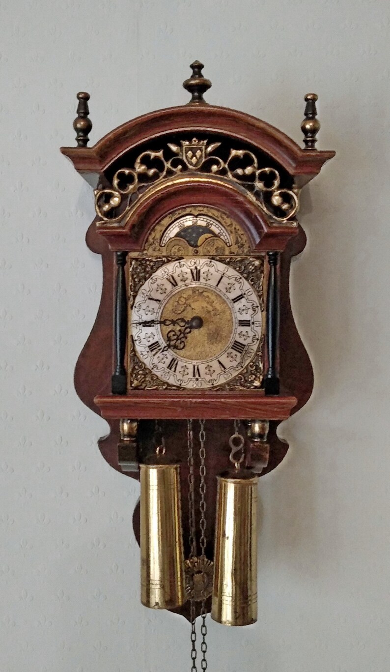 Vintage Wall Clock With a Lunar Calendar. the Kettlebell Mechanism ...