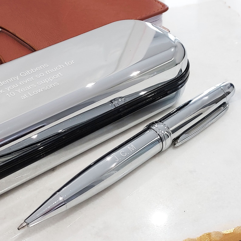 Custom Engraved Silver Pen and Box Set, Personalised Gift - Etsy UK