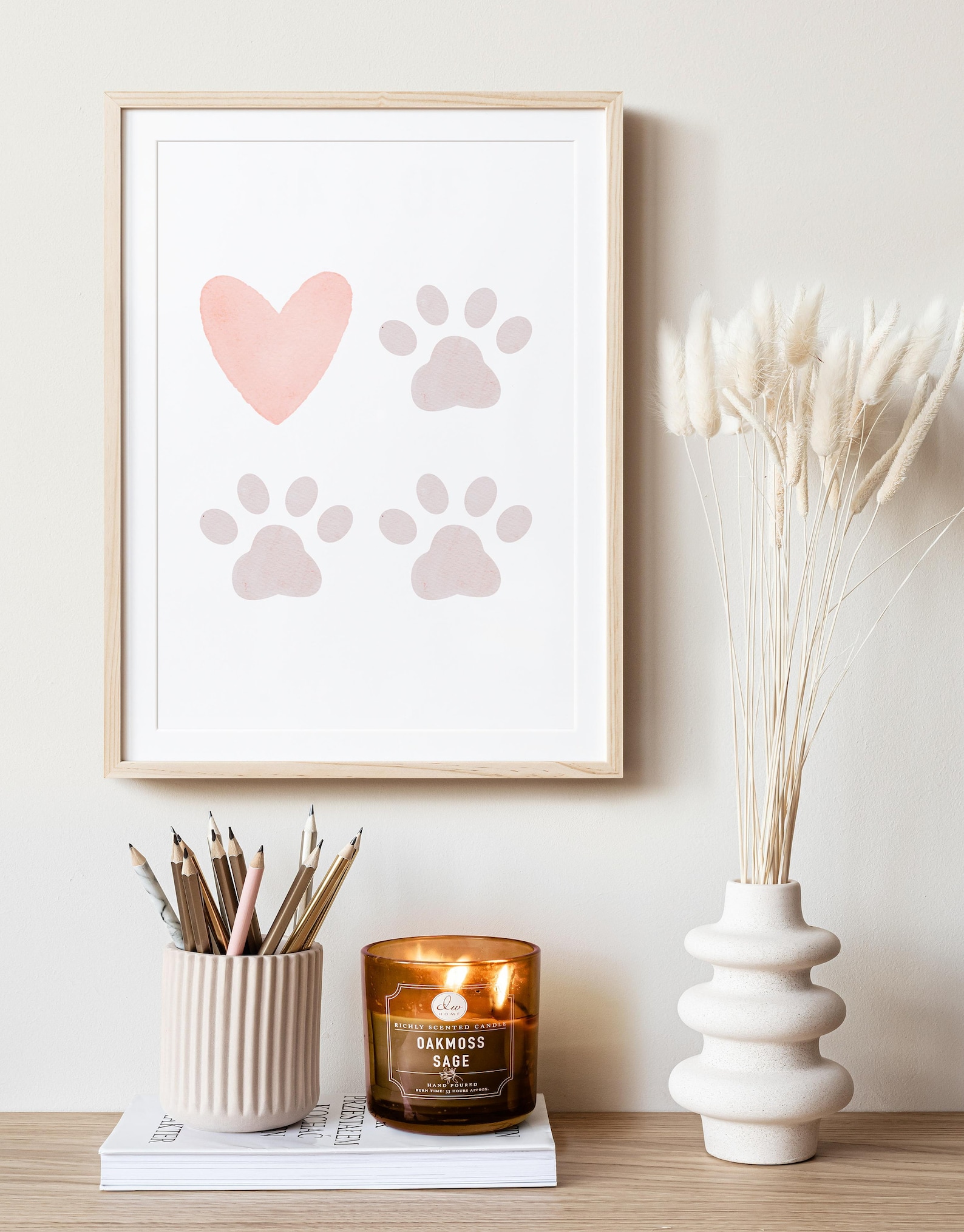 Cat Paw Print Watercolor Poster, Cosy Wall Decor, Minimalistic Art Gift ...