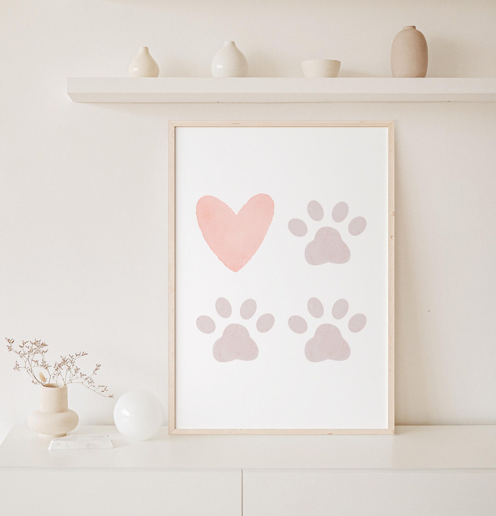Cat Paw Print Watercolor Poster, Cosy Wall Decor, Minimalistic Art Gift ...