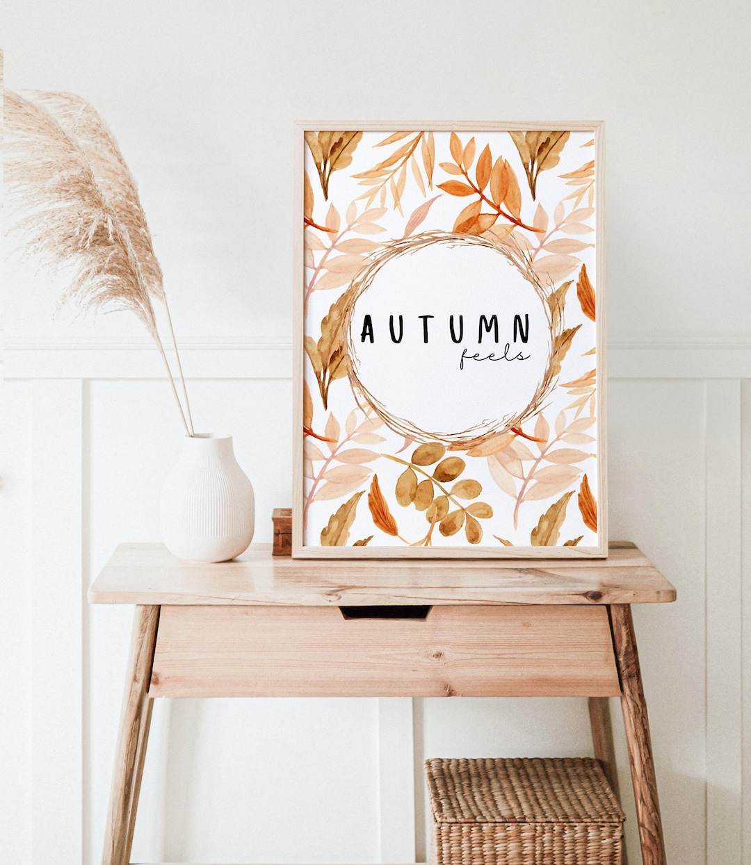 Autumn Feels Printable Poster - Fall Foliage Decor, Rustic Wall Art ...