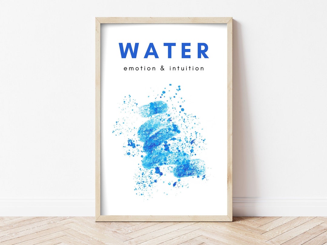 Water Element Watercolor Poster, Emotion & Intuition, Inspiring Wall ...