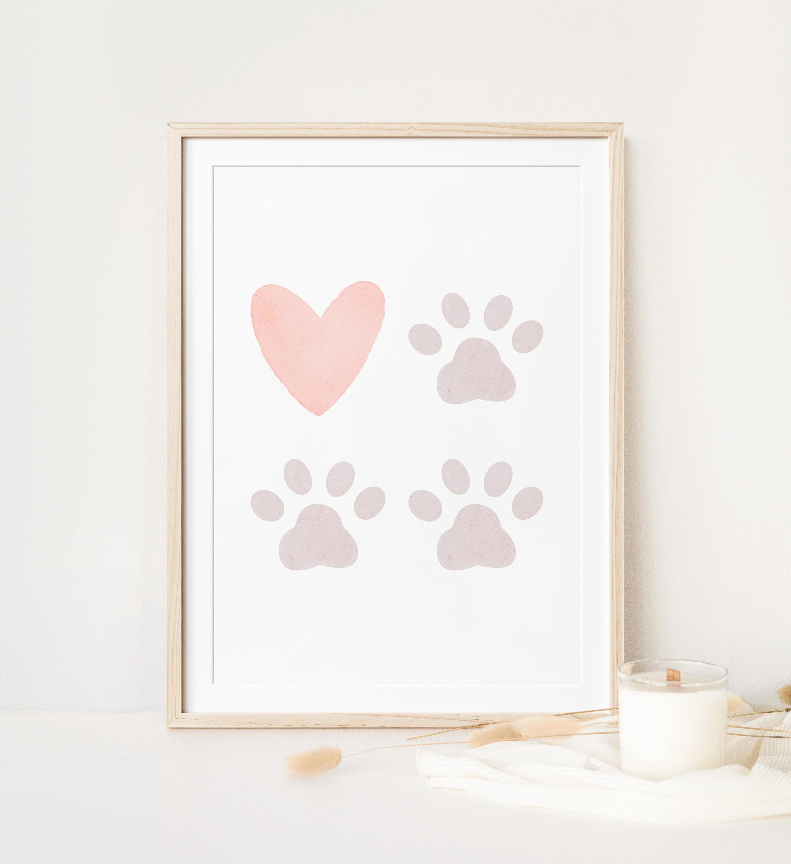 Cat Paw Print Watercolor Poster, Cosy Wall Decor, Minimalistic Art Gift ...