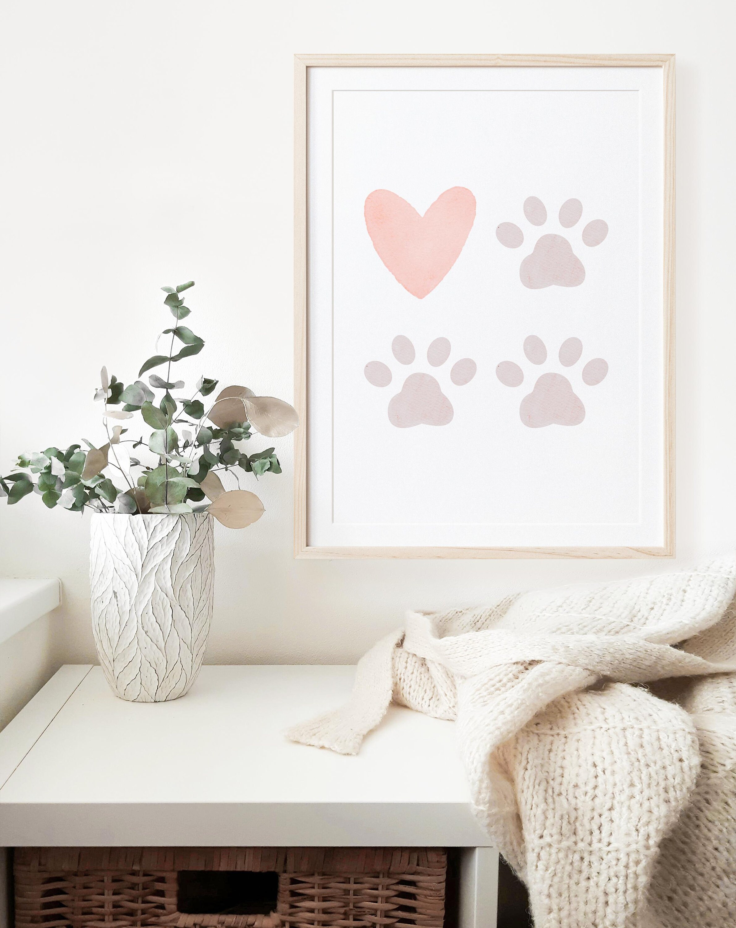 Cat Paw Print Watercolor Poster, Cosy Wall Decor, Minimalistic Art Gift ...