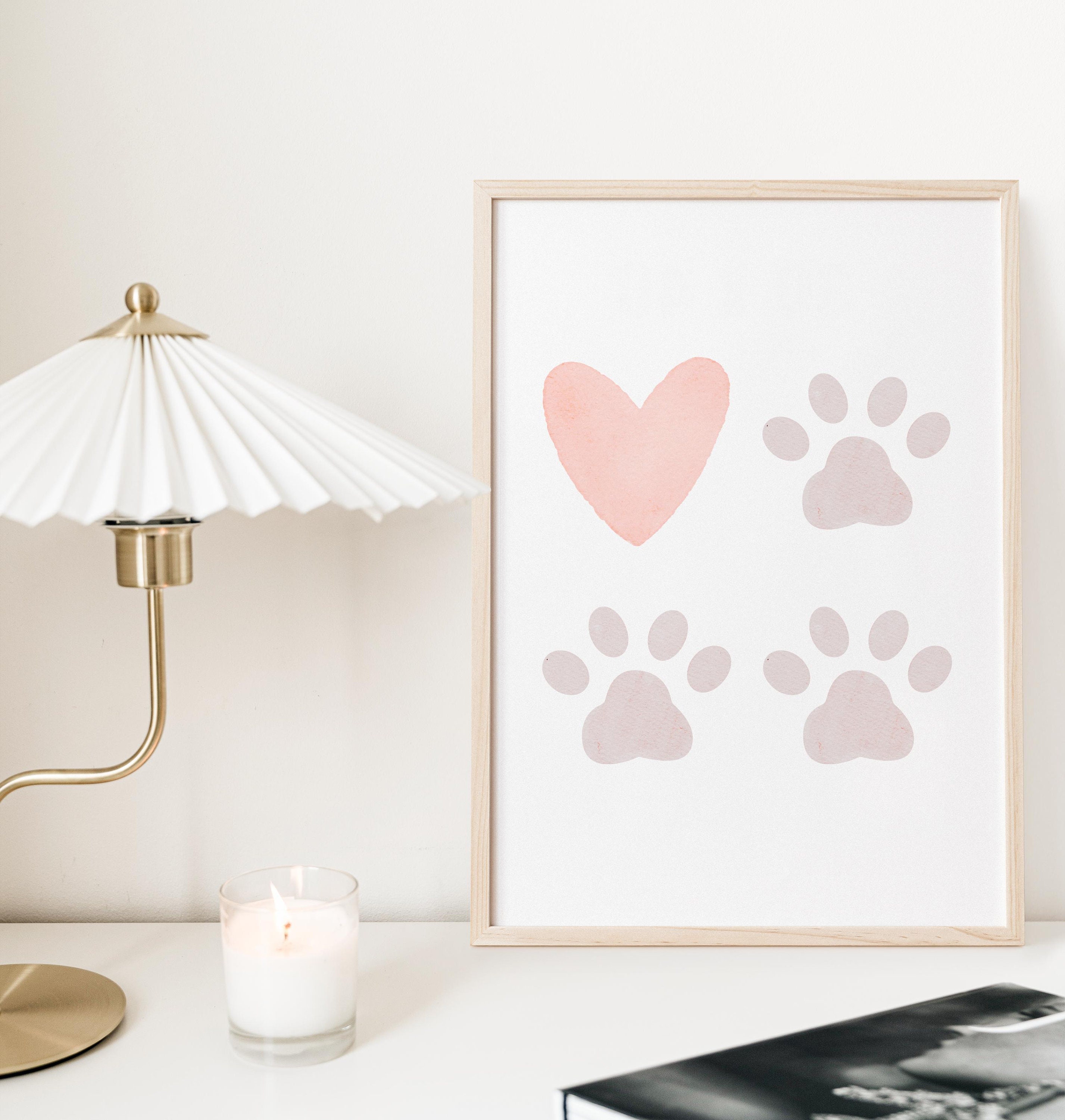 Cat Paw Print Watercolor Poster, Cosy Wall Decor, Minimalistic Art Gift ...