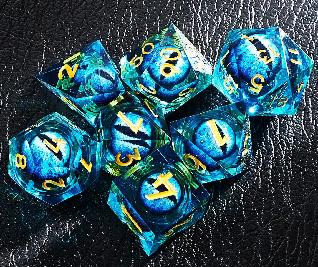 Dragon Eye Liquid Core DND Dice Set , Resin Sharp Edge RPG Dice for ...