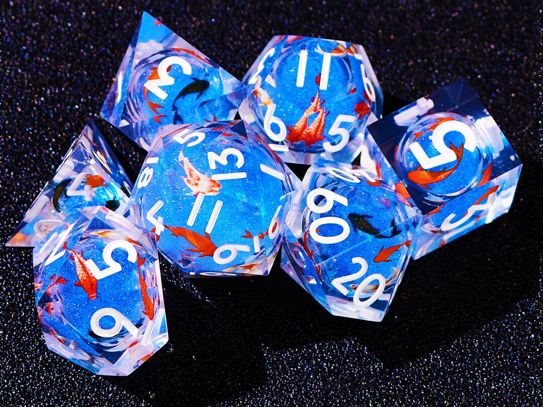 Crystal Koi Fish Dnd Dice Set , Liquid Core Dice Set for Dnd Gifts ...